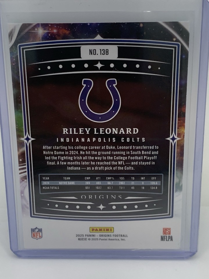 2025 Panini Origins Riley Leonard Green Rookie Rc /5 Colts | eBay