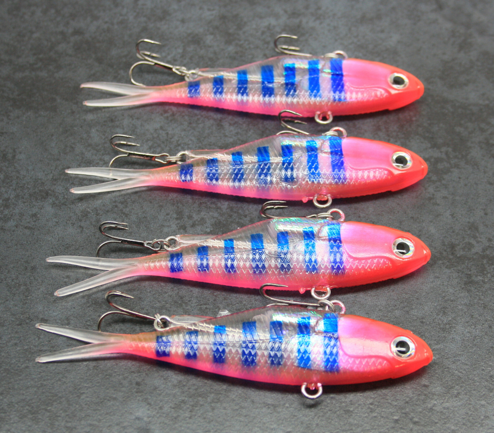 Soft Plastic Vibe Lures x4, 115mm, Soft Vibes vib blade trazo transam ...