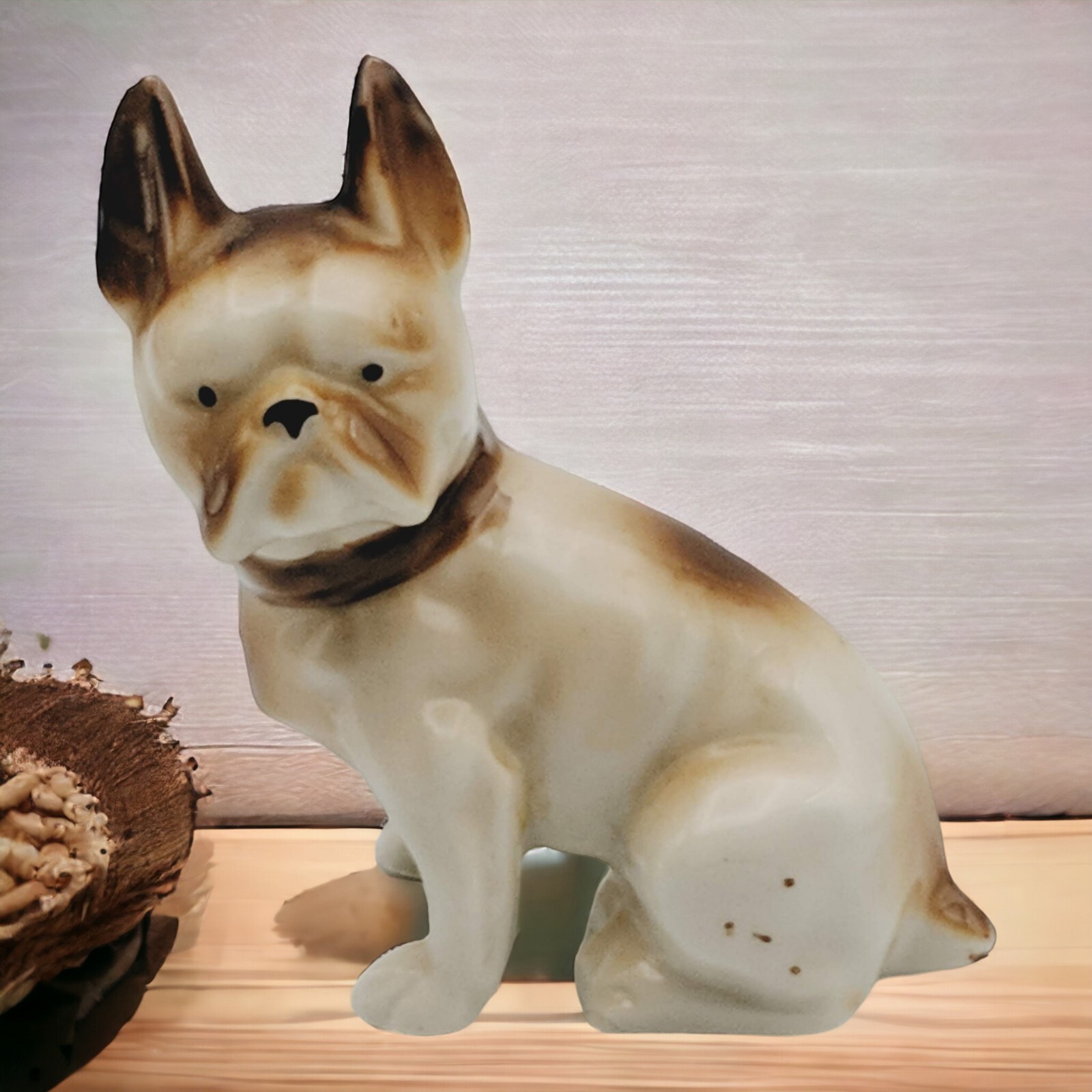Vintage French Frenchie Bulldog White w/ Tan Markings Japan Porcelain ...