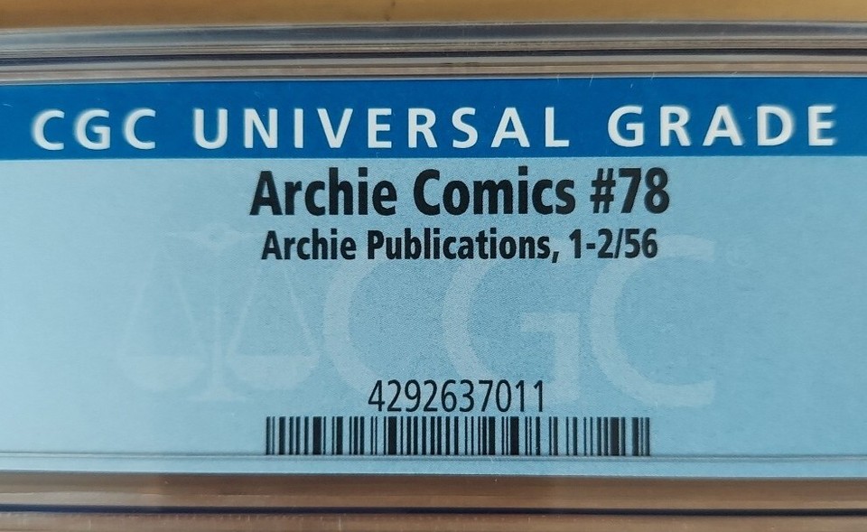 Archie Comics #78 CGC 3.0 - Classic Innuendo Cover (1956) Only 46 ...