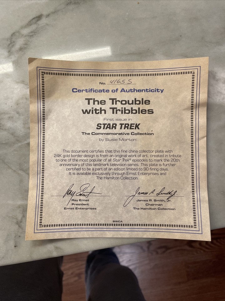 Hamilton Star Trek plate collection Kirk Enterprise Spock Tribbles ...