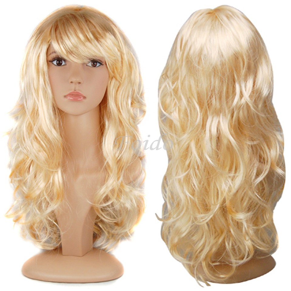 WOMEN’S SEXY LONG CURLY FANCY DRESS WIGS COSPLAY COSTUME LADIES FULL ...