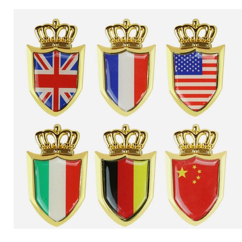 3D Metal Crown Shield Car Sticker Emblem Badge Decals For Italy England ...