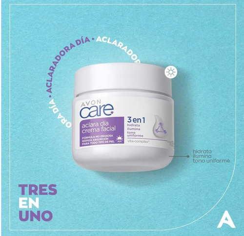 CREMA FACIAL ACLARADORA DE DIA CON FILTRO SOLAR AVON CARE TAMAÑO JUMBO ...