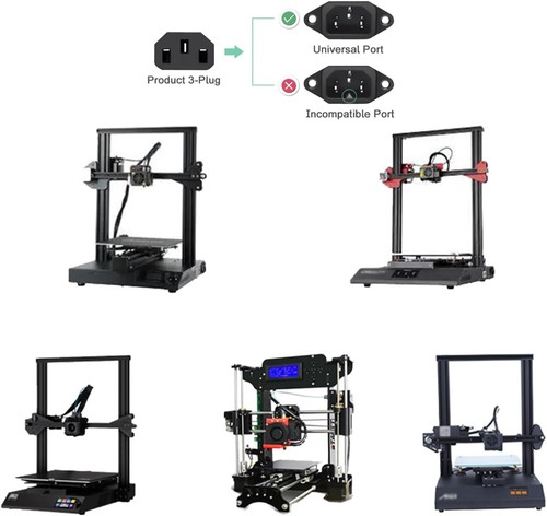 AC Power Cord for 3D Printers Creality Ultimaker, LulzBot, Prusa Black ...