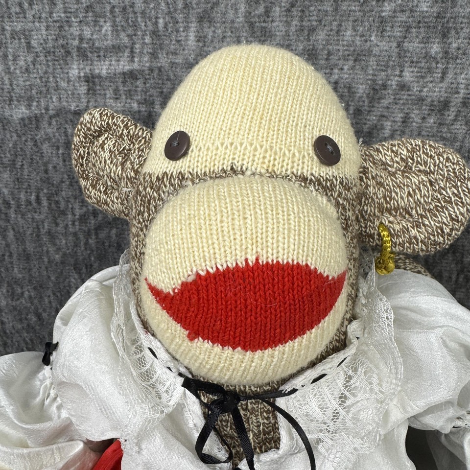 Vintage Sock Monkey Pirate Doll Handmade Stuffed Toy Boots 18 Inch ...