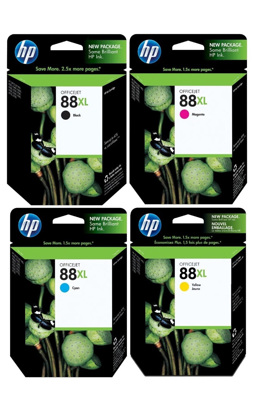 Genuine HP 88XL Ink Cartridge 4-Pack for Officejet Pro K5400 K550 K8600 ...