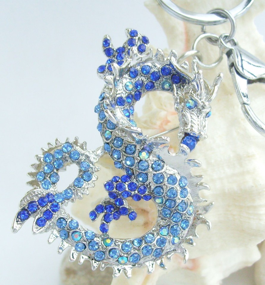 2.36" Unique Chinese Dragon Keychain Pendant Rhinestone Crystal KP02980 ...
