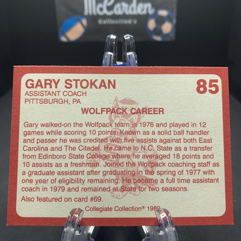 1989 Collegiate Collection North Carolina State Wolfpack Gary Stokan ...