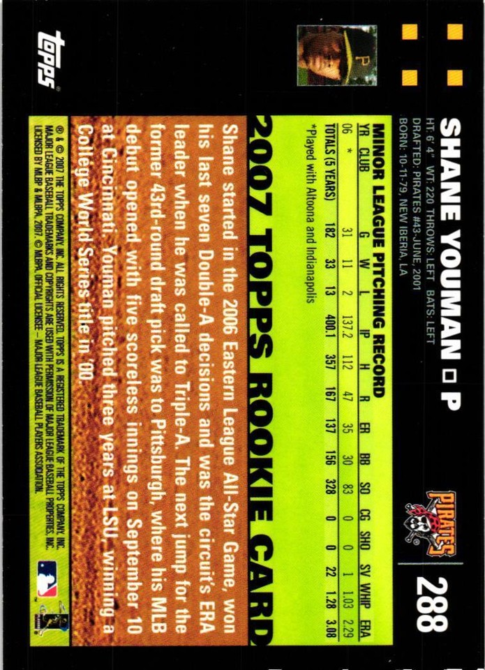 2007 Topps #288 Shane Youman | eBay