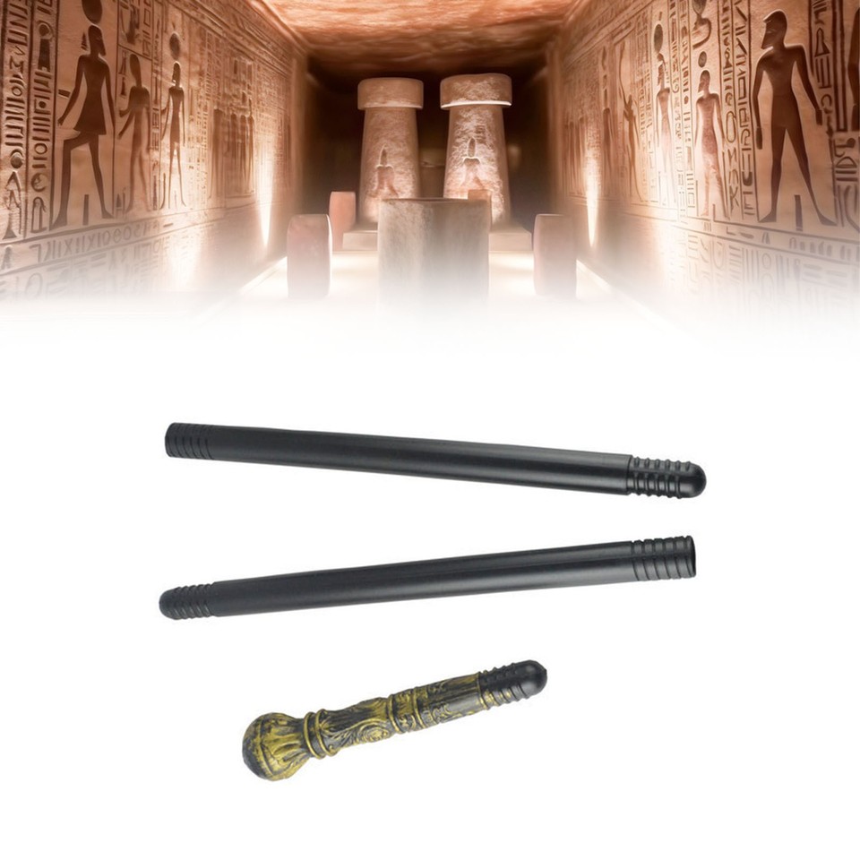 (Golden Bronze Round Head)Egyptian Style Walking Stick Plastic Egyptian ...