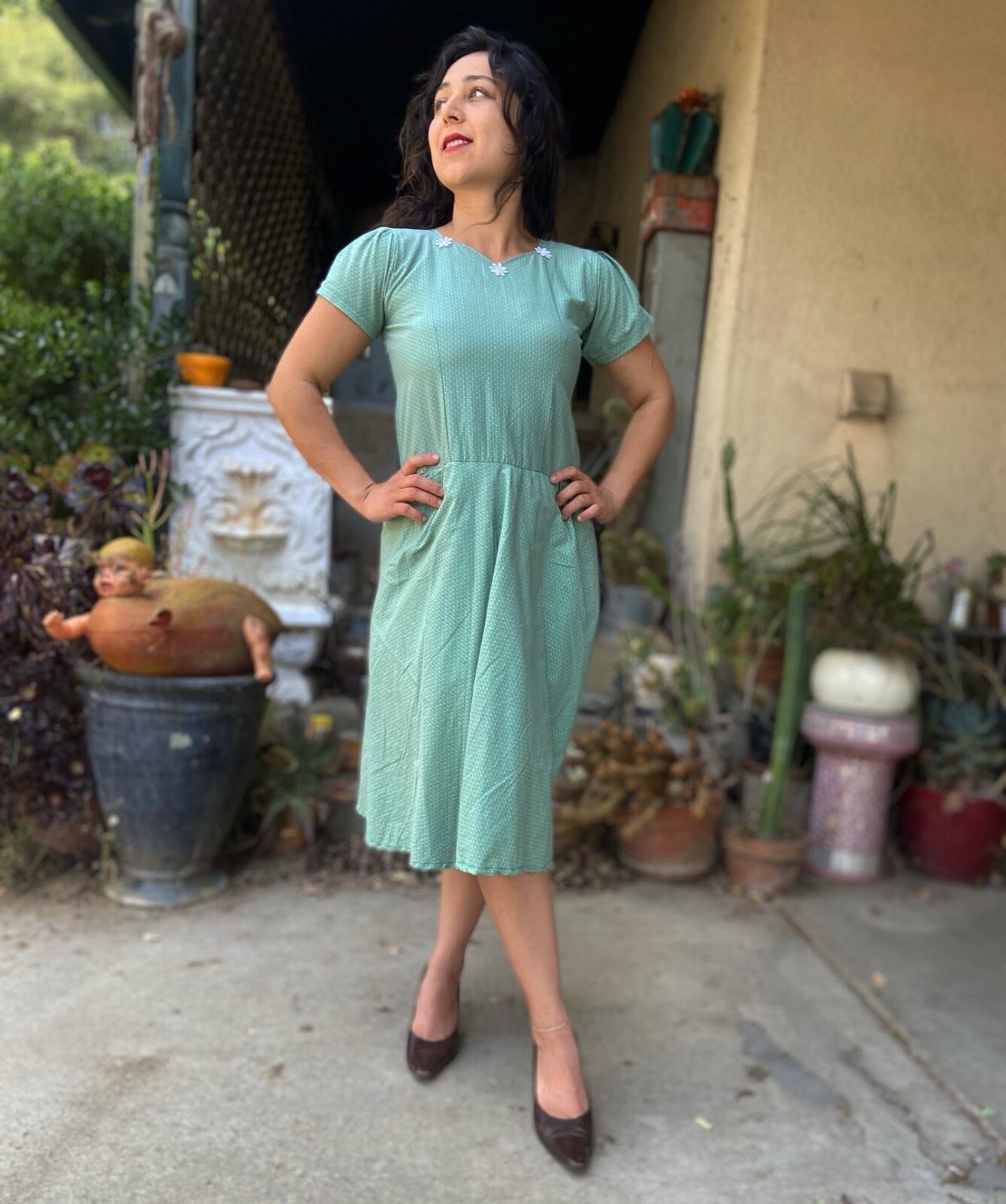 Circa late 1950s/early 1960s Handmade Cotton mint-gre… - Gem