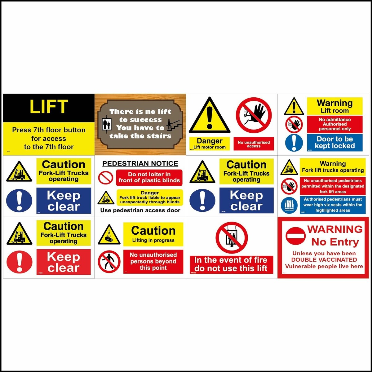 Fork Truck Safety Signs RDLCAR Fork Lift Trucks Operating 1mm Rigid