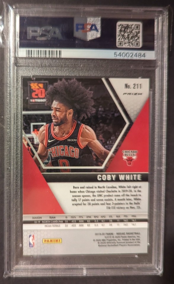 2019 Panini Mosaic GREEN Coby White ROOKIE PSA 9 RC #211 Bulls | eBay