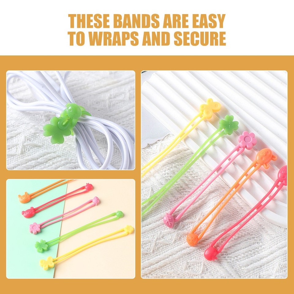 15 Pcs Elastic Straps Silicone Storage Band Book Bands Bento Wrap ...
