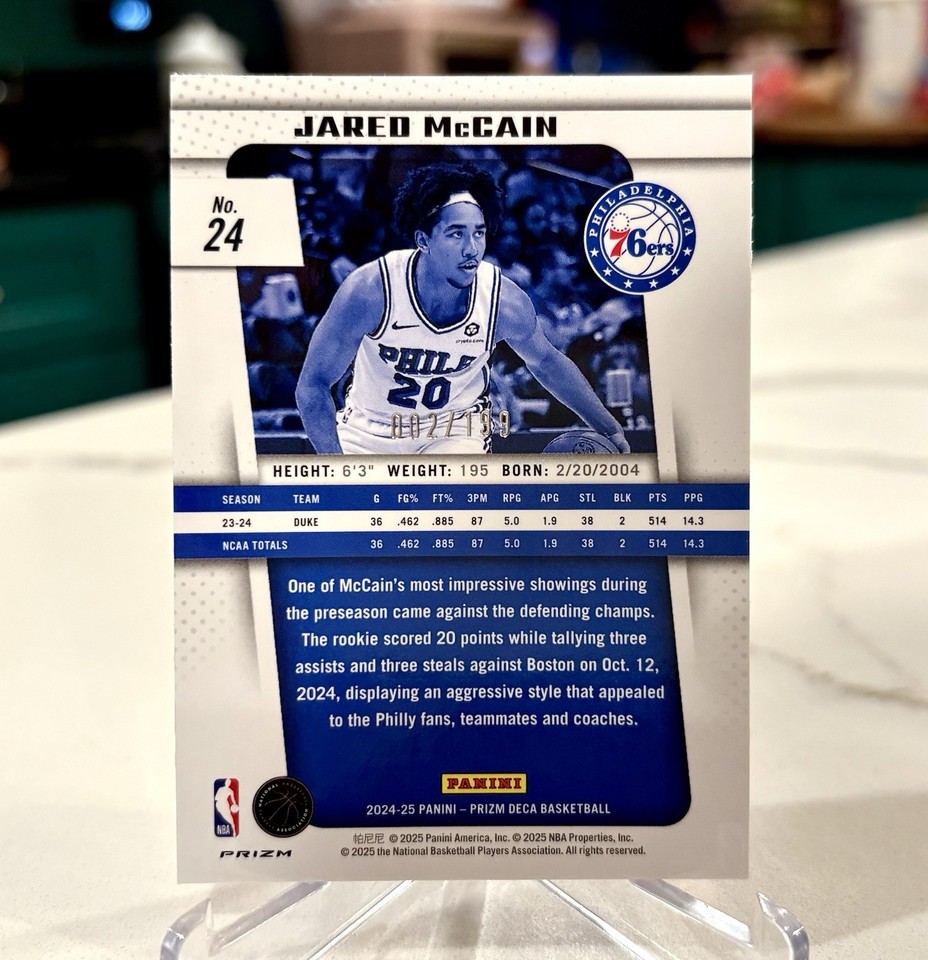2024-25 Prizm Deca Jared McCain RED Prizm /199 Rookie SP (RC) Color ...
