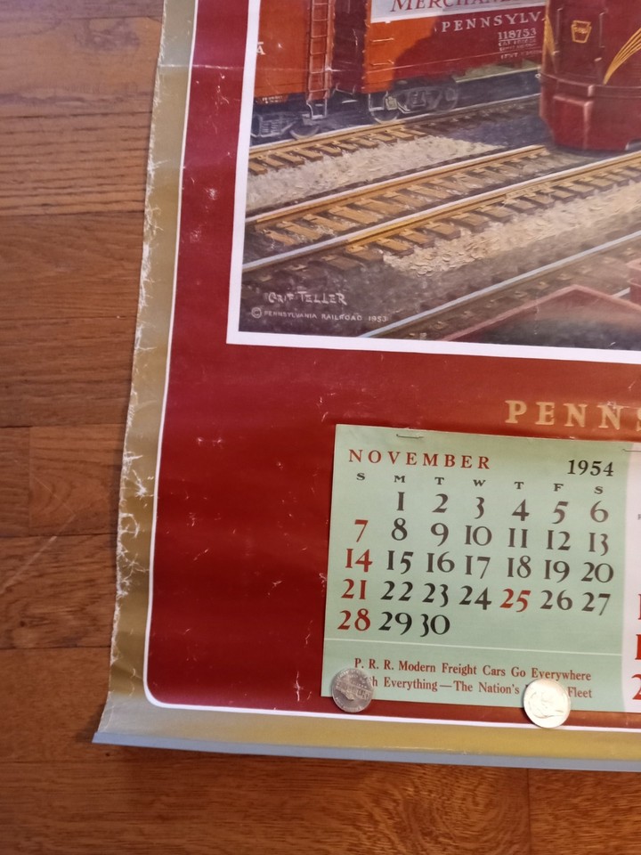 Grif Teller PRR Pennsylvania Railroad Calendar Pittsburgh 1954 | eBay
