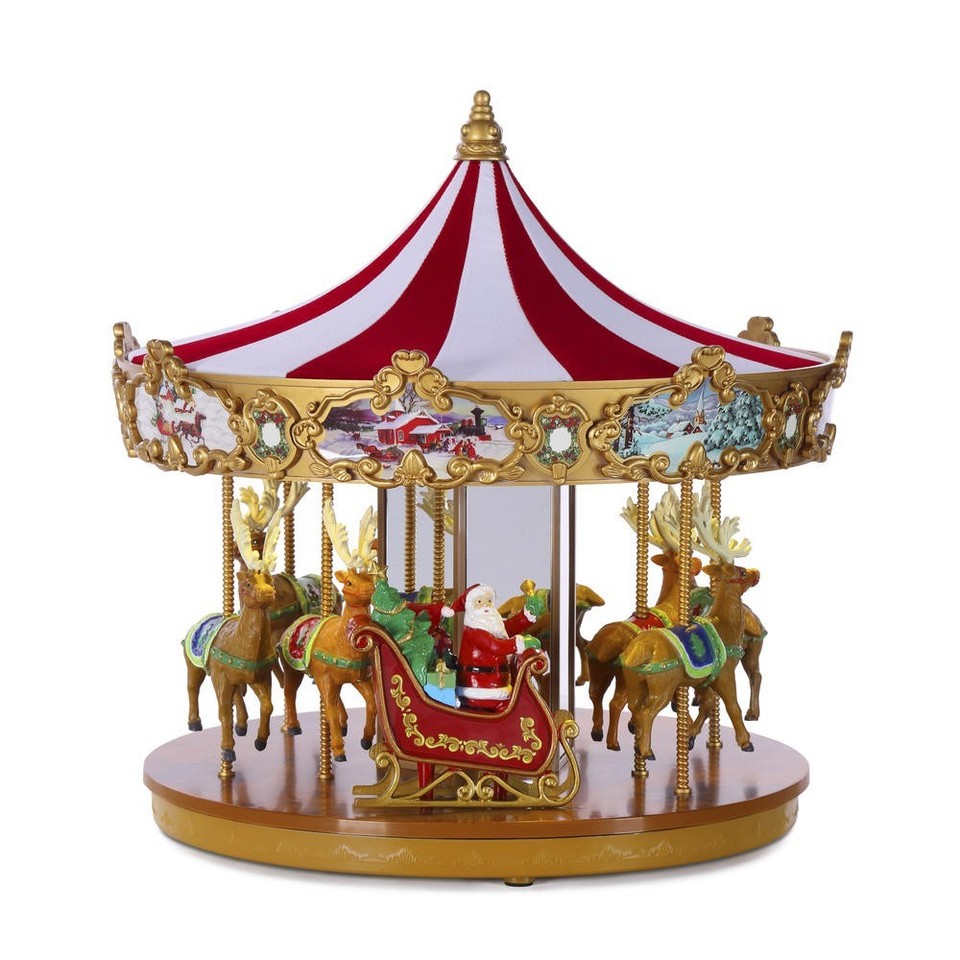 12" LED Animated Very Merry Carousel Indoor Christmas Tabletop Holiday ...