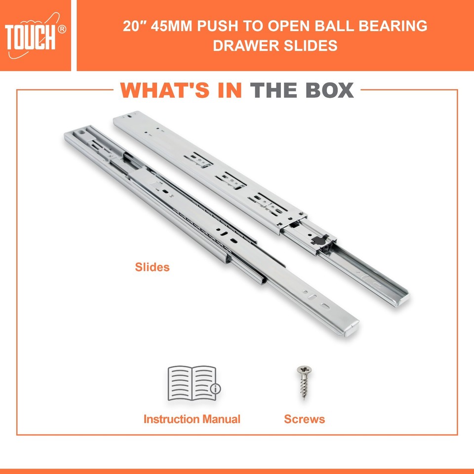 Push to Open Drawer Slides, Side Mount Ball Bearing H.Quality 10"-24 ...