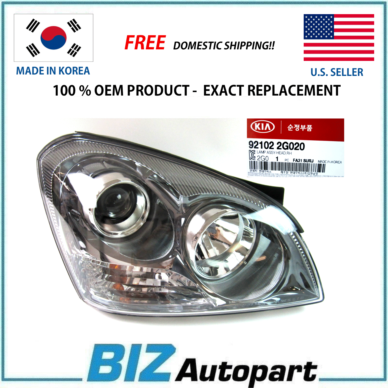 GENUINE FRONT HEAD LIGHT LAMP-RIGHT FOR 07-08 KIA OPTIMA 92102-2G020 | eBay