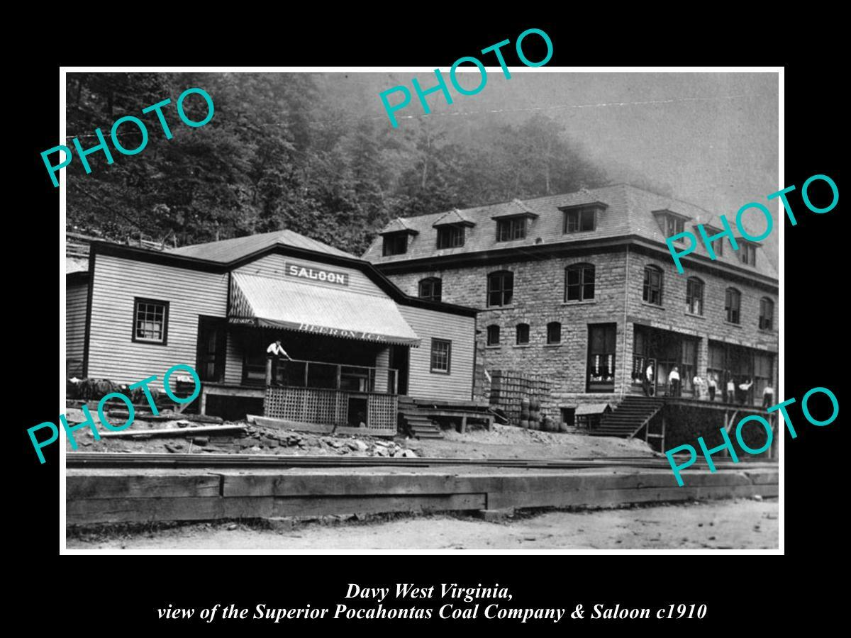 OLD 8x6 HISTORIC PHOTO OF DAVY WEST VIRGINIA THE COAL Co & SALOON c1910 ...