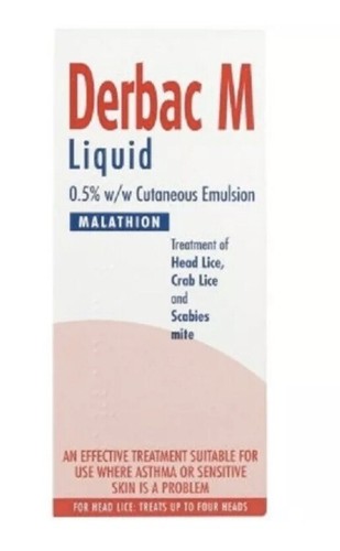Buy Derbac M Liquid 0.5% Malathion Emulsion 200ml Head Lice Treatment ...