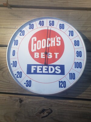 VINTAGE GOOCH'S BEST FEEDS 12 Inch Round Thermometer | eBay
