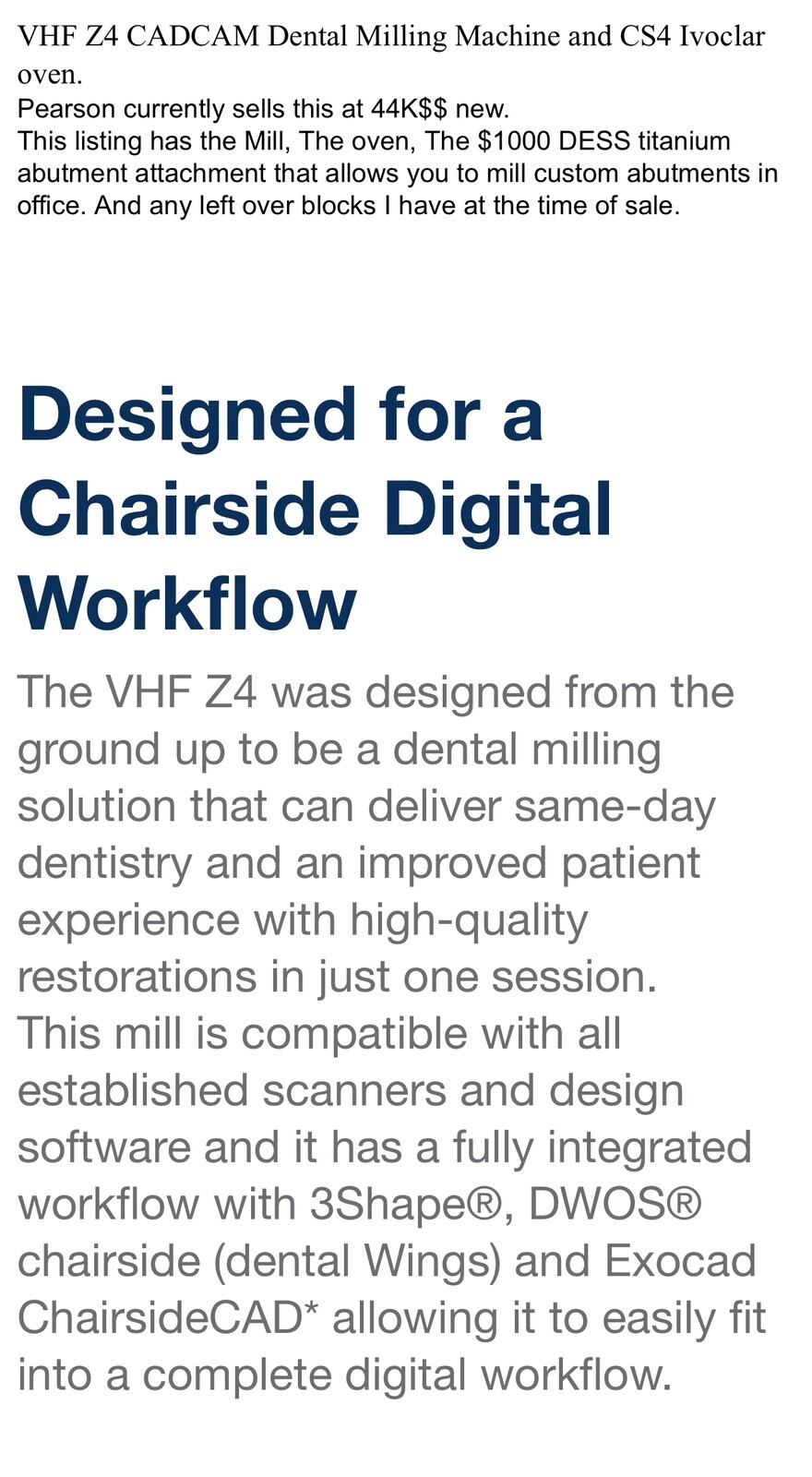 VHF Z4 CADCAM Dental Milling Machine Wet And Dry/Zirconia And Glass ...