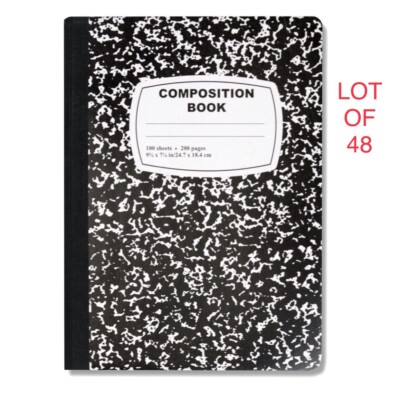 Lot of 48 Wholesale Composition Book 100 Sheets Black & White College ...