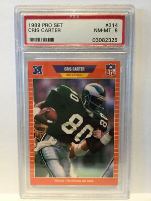 1989 Pro Set #314 Cris Carter Rookie Card RC PSA 8 NM-MT Philadelphia ...