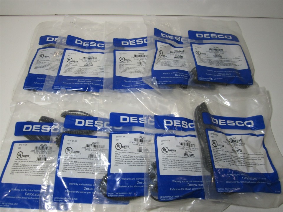 Desco (09206) 6 ft. Single Conductor Coil Cord for MagSnap Straps (Lot ...