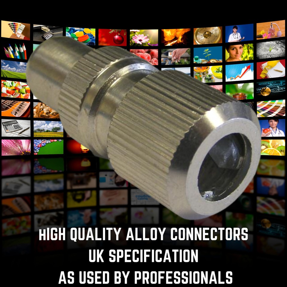 Aerial Cable Connector Set - 2 Female & 2 Male TV Aerial Connectors ...