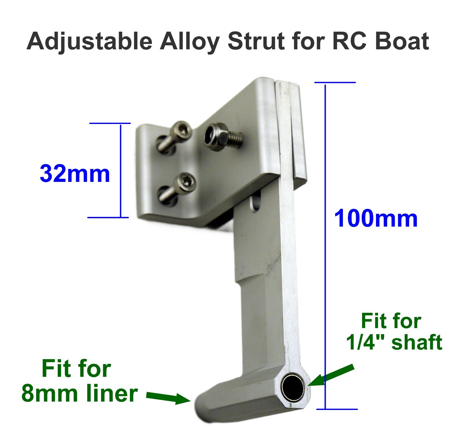 100mm Alloy CNC Strut for 1/4 Cable Shaft Large Gas Electric Nitro RC ...
