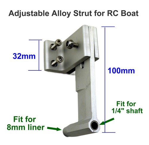 100mm Alloy CNC Strut for 1/4 Cable Shaft Large Gas Electric Nitro RC ...