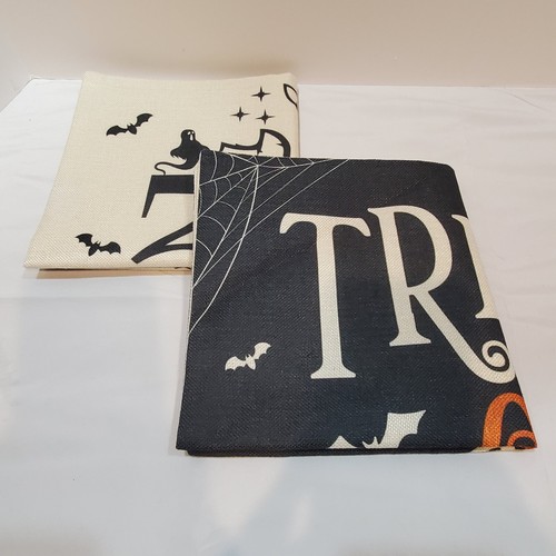 Set of 2 Halloween Pillow Covers Bats Spiders Spooky Tree Ghost 18x18 ...