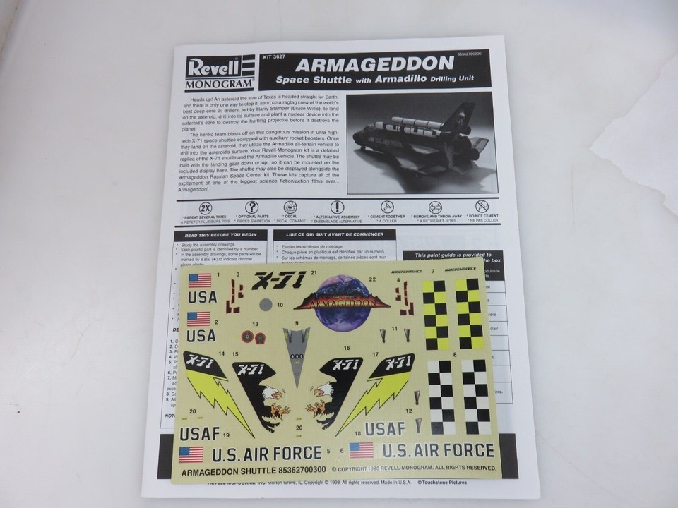 Revell Armageddon SPACE SHUTTLE WITH ARMADILLO 1/144 Scale Model Kit 85 ...