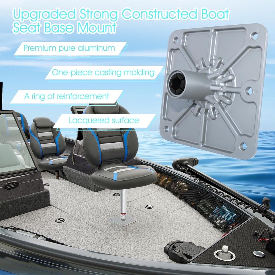 Boat Seat Base Mount Boat Seat Pedestal Base Mount Plate for 3/4" Pin ...