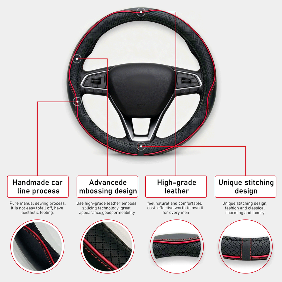 Red TRD Sport Leather Steering Wheel Cover for 2010-2024 Toyota 4Runner ...