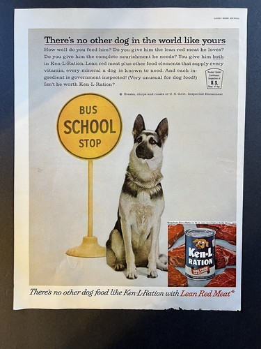 Vtg 1961 Print Ad Ken-L Ration Horsemeat Dog Food, German Shepherd at ...