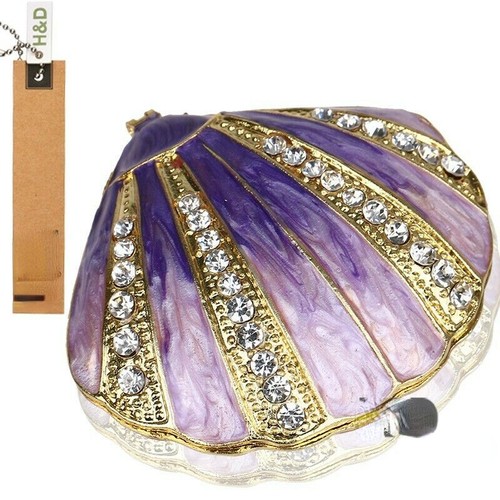 Hand Painted Collectibles Metal Bejeweled Seashell Trinket Boxes Hinged ...