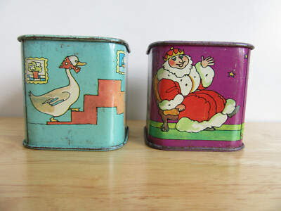 CHAD VALLEY NURSERY RHYMES STACKING BLOCKS TINS TOY ENGLAND VINTAGE ...