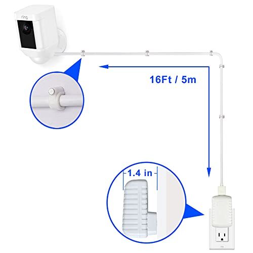 16Ft Charging Cable with Adapter for Ring Camera Power Cord Stick Up ...