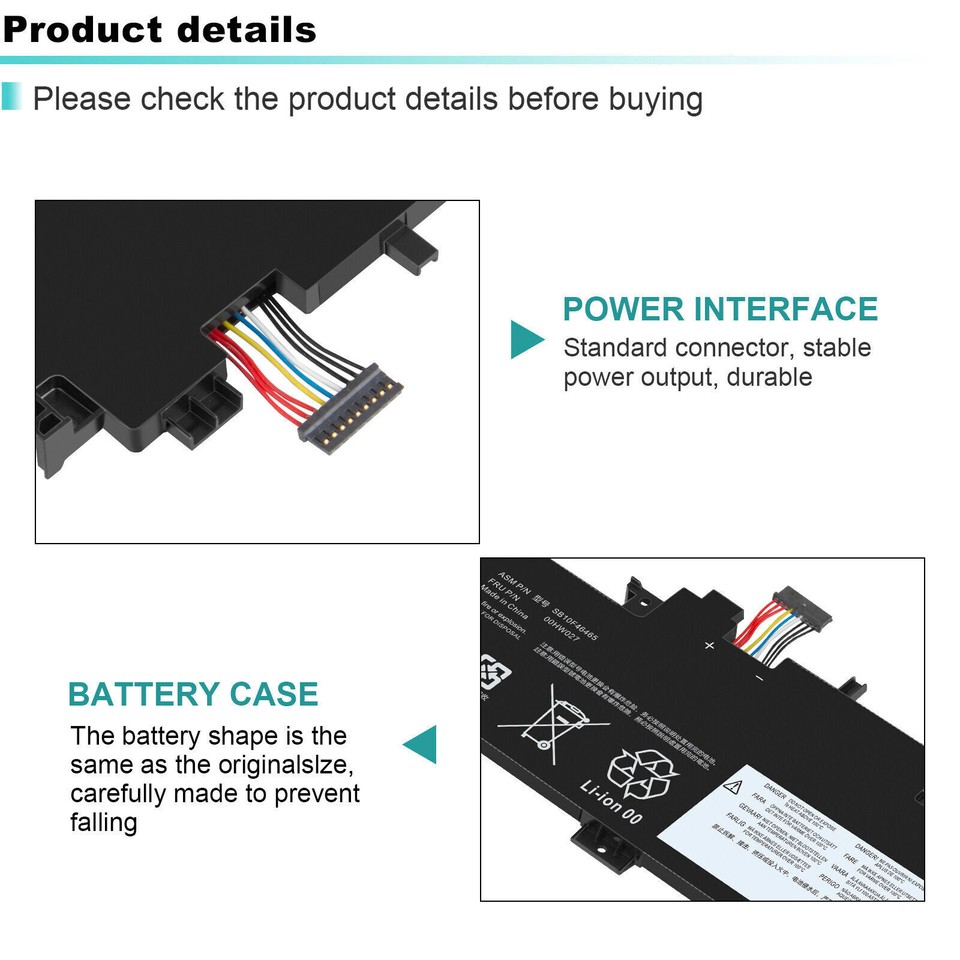 00HW027 01AV433 Battery for Lenovo ThinkPad X380 Yoga 260 370 X380 15 ...