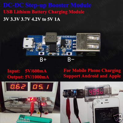 USB DC-DC Step up USB Lithium Battery Charging Module 3v 3.3v 3.7v 4.2V ...