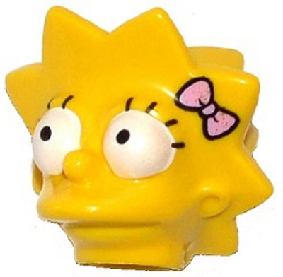 LEGO - Minifig, Head Modified Simpsons Lisa Simpson - Bright Pink Bow ...