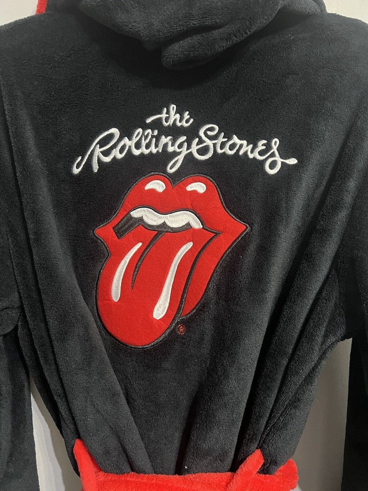 Men's Rolling Stones Classic Tongue Bath Robe Large/X-Large Black | eBay