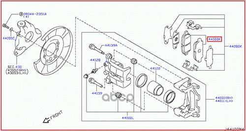 D4060-1MB0A Nissan Pad kit-disc brake, rear D40601MB0A, New Genuine OEM ...
