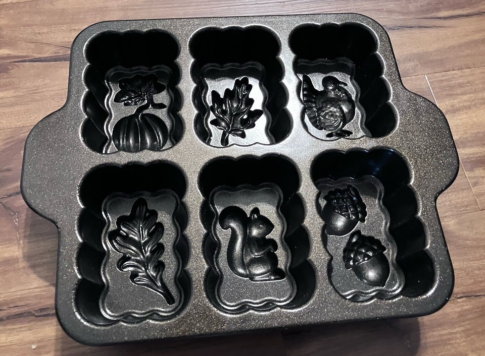 Nordic Ware Harvest Mini Loaf Pan Autumn Fall Cast Aluminum | eBay