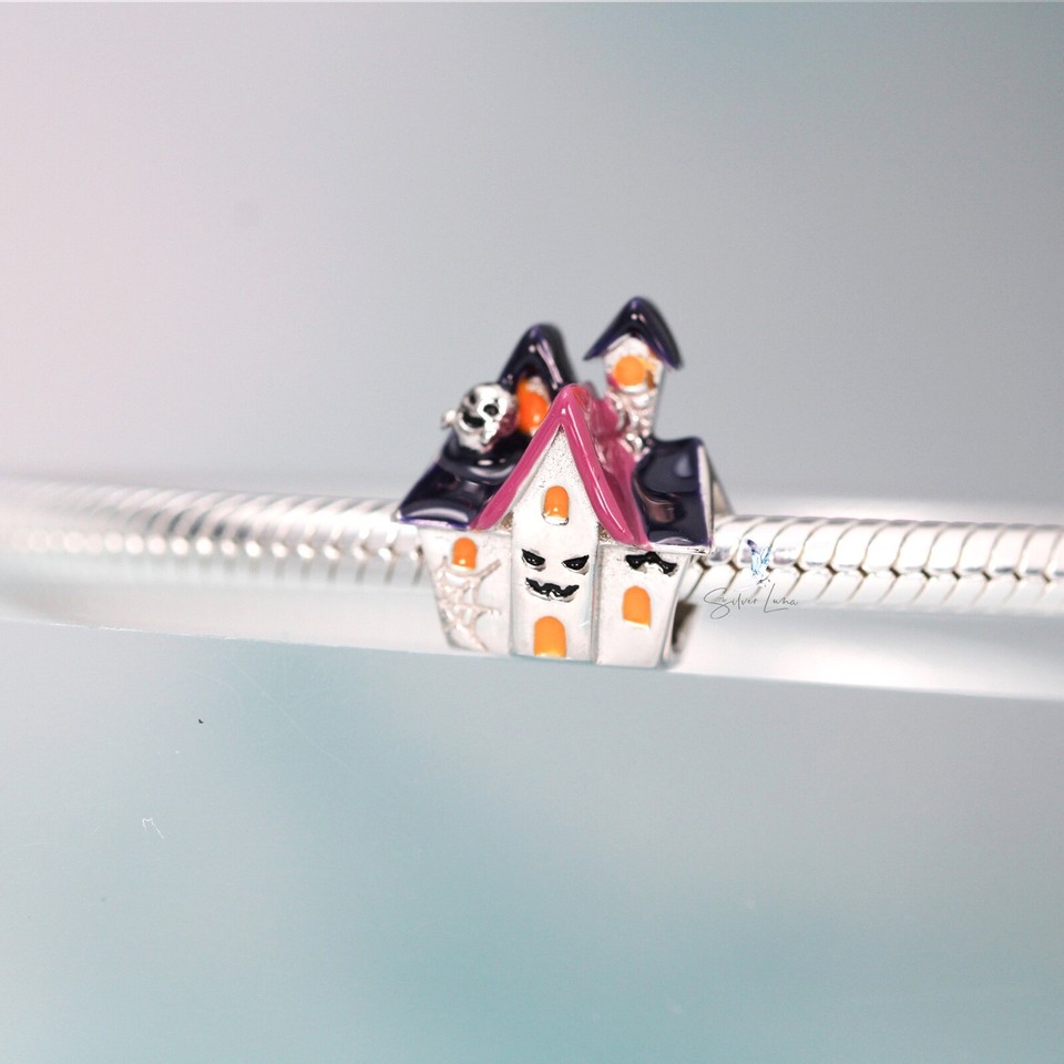 925 sterling silver Halloween ghost house bead charm for bracelet | eBay