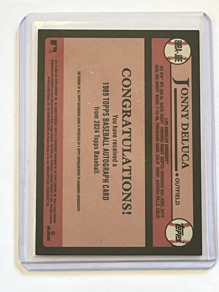 2024 Topps Series Two 1989 Autograph Jonny Deluca RC Auto Dodgers | eBay